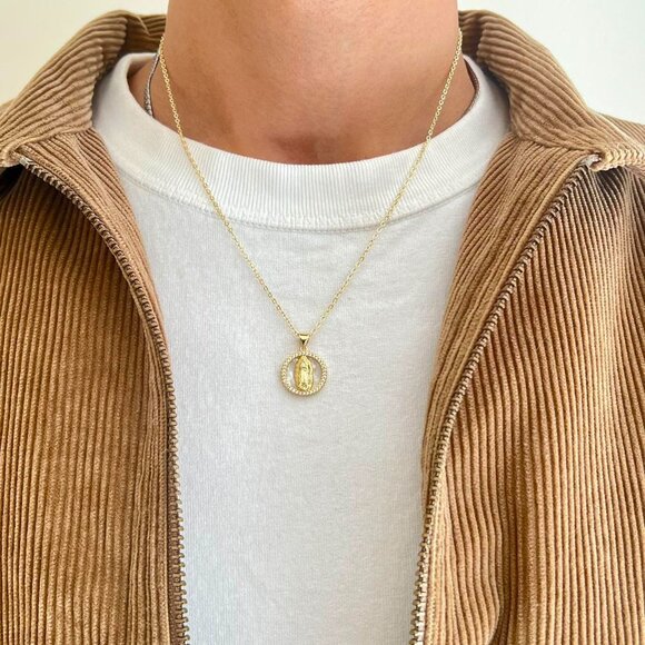 Accessories | Vintage Style Virgin Mary Gold Chain Stone Necklace ...
